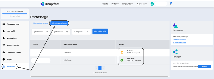 Où trouver mon code de parrainage